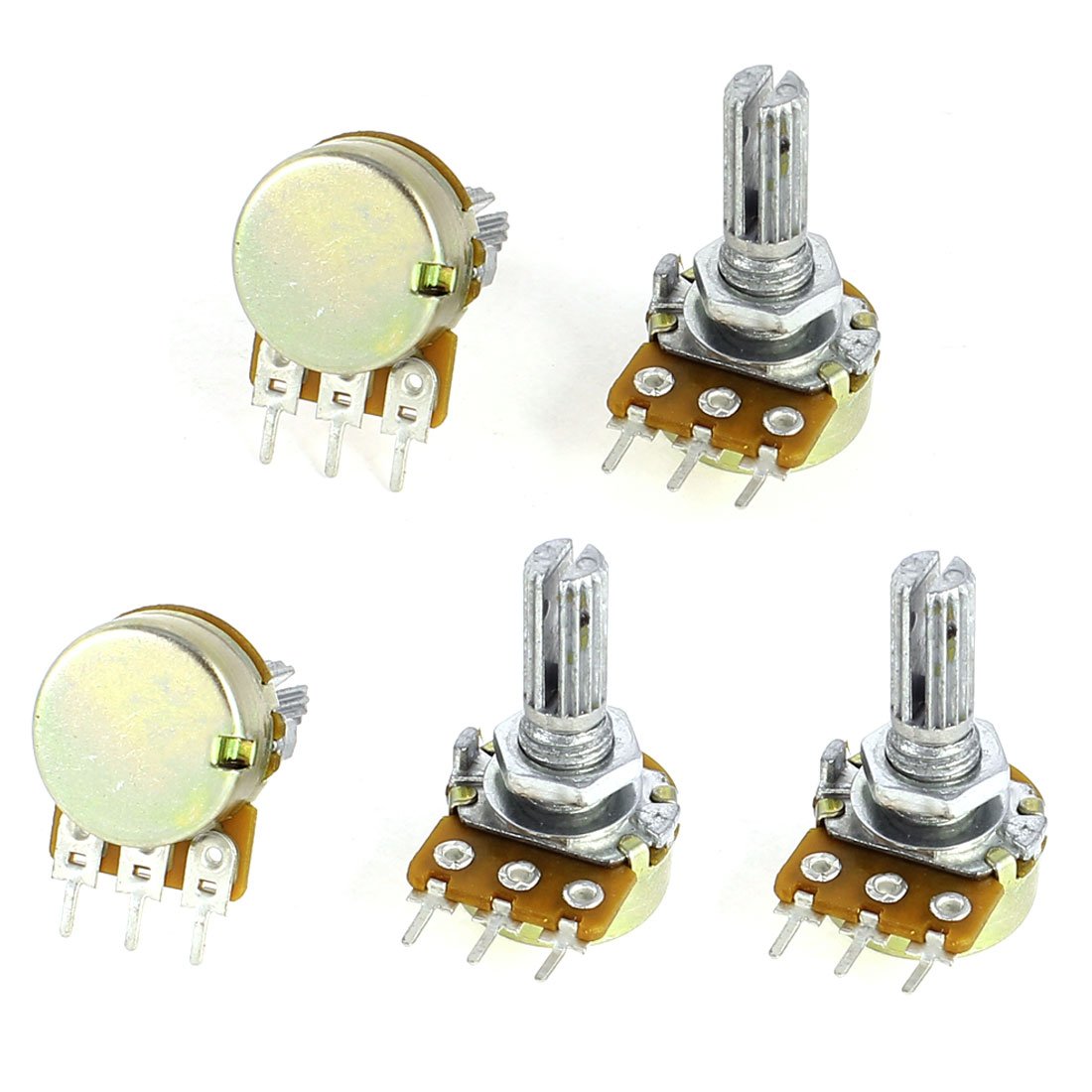 sourcingmap 5 Pcs B1M 1M Ohm 3 Terminals Single Linear Rotary Taper ...