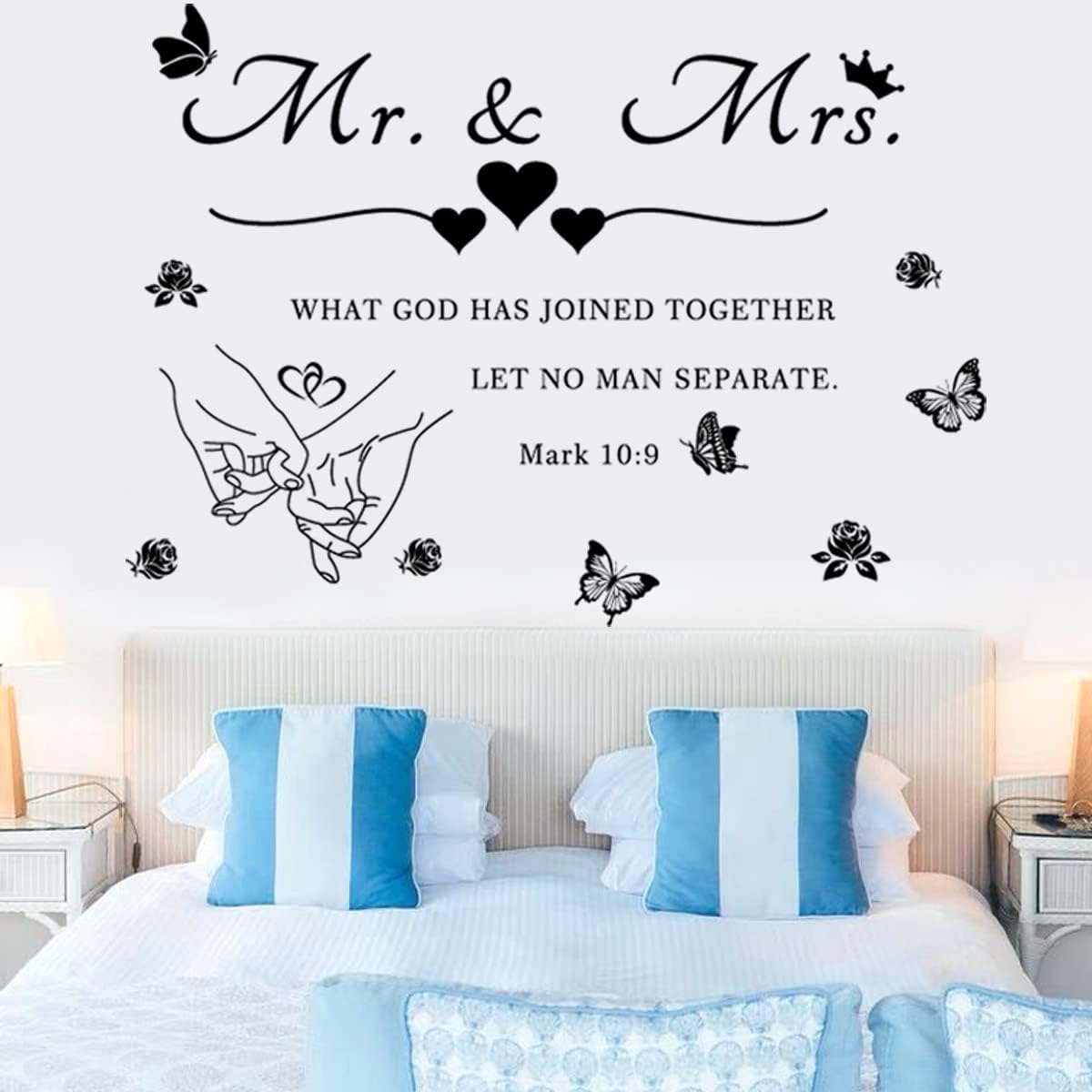 Amazon.com: Vinyl Wall Art Decal - Mr & Mrs - 20" x 45.5" - Couples ...