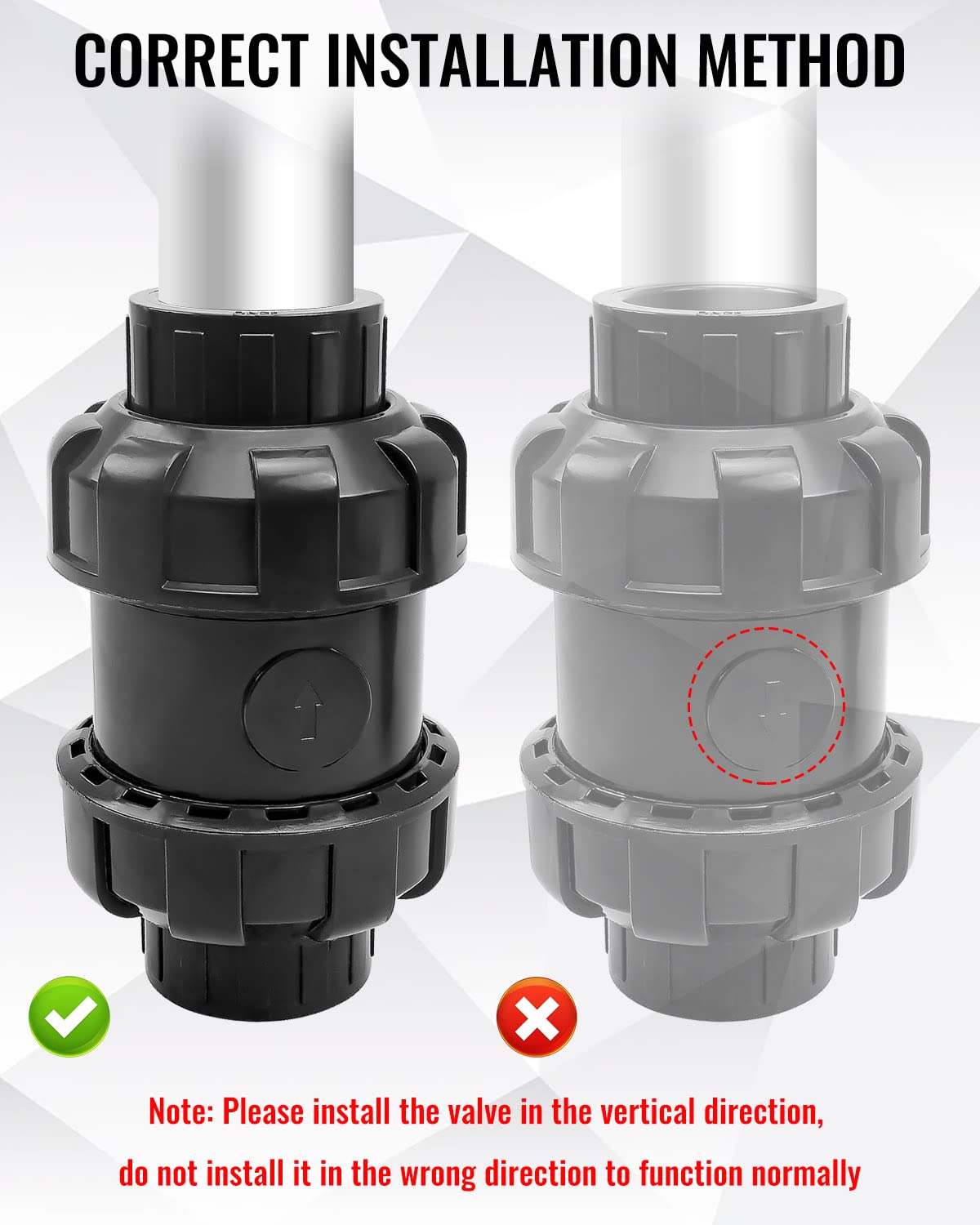 Snapklik.com : 1 True Union Check Valve, PVC Slip Swing Full Port Check ...