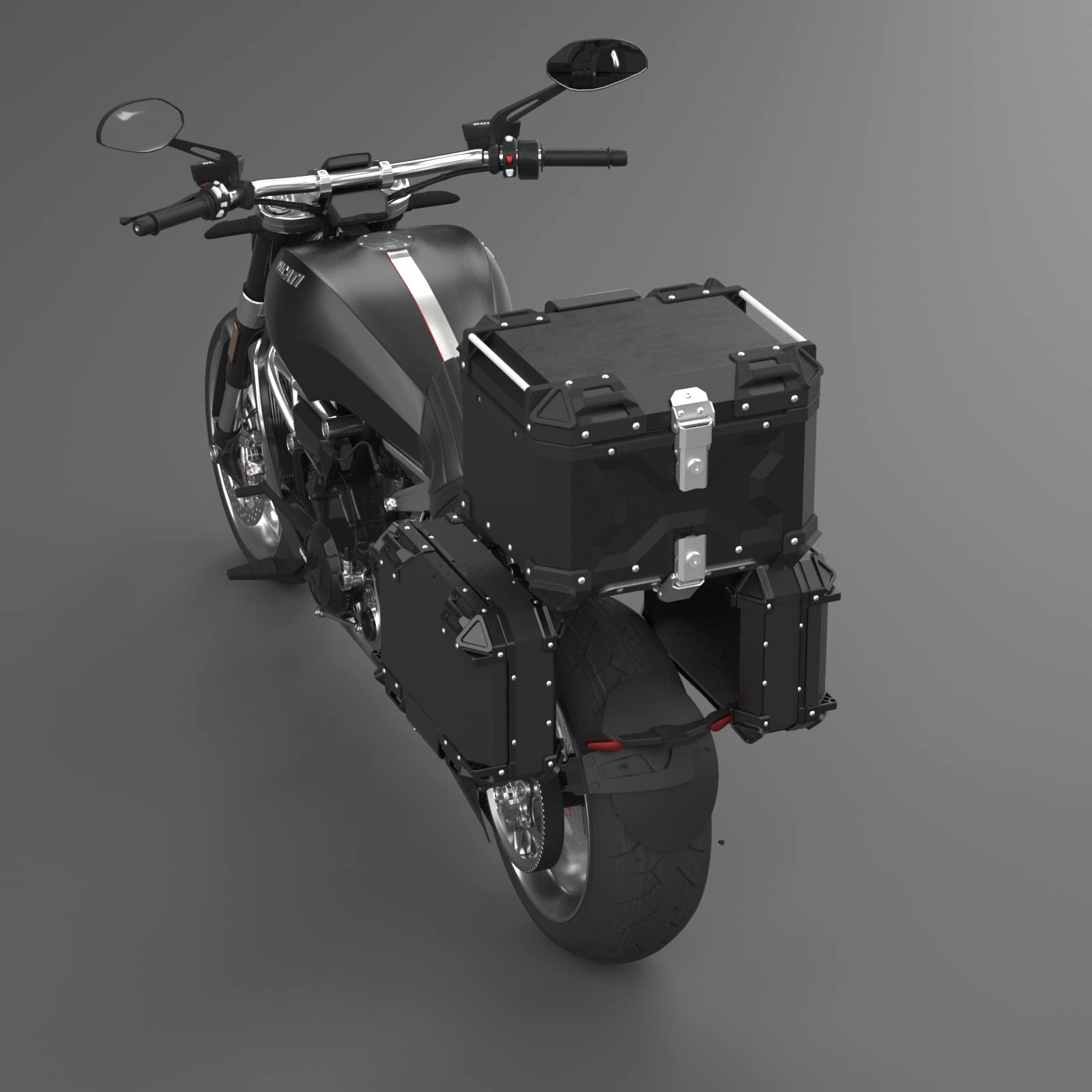 LASIEYO 55L Motorcycle Top Case, Aluminum Motorcycle Trunk Tour Tail ...