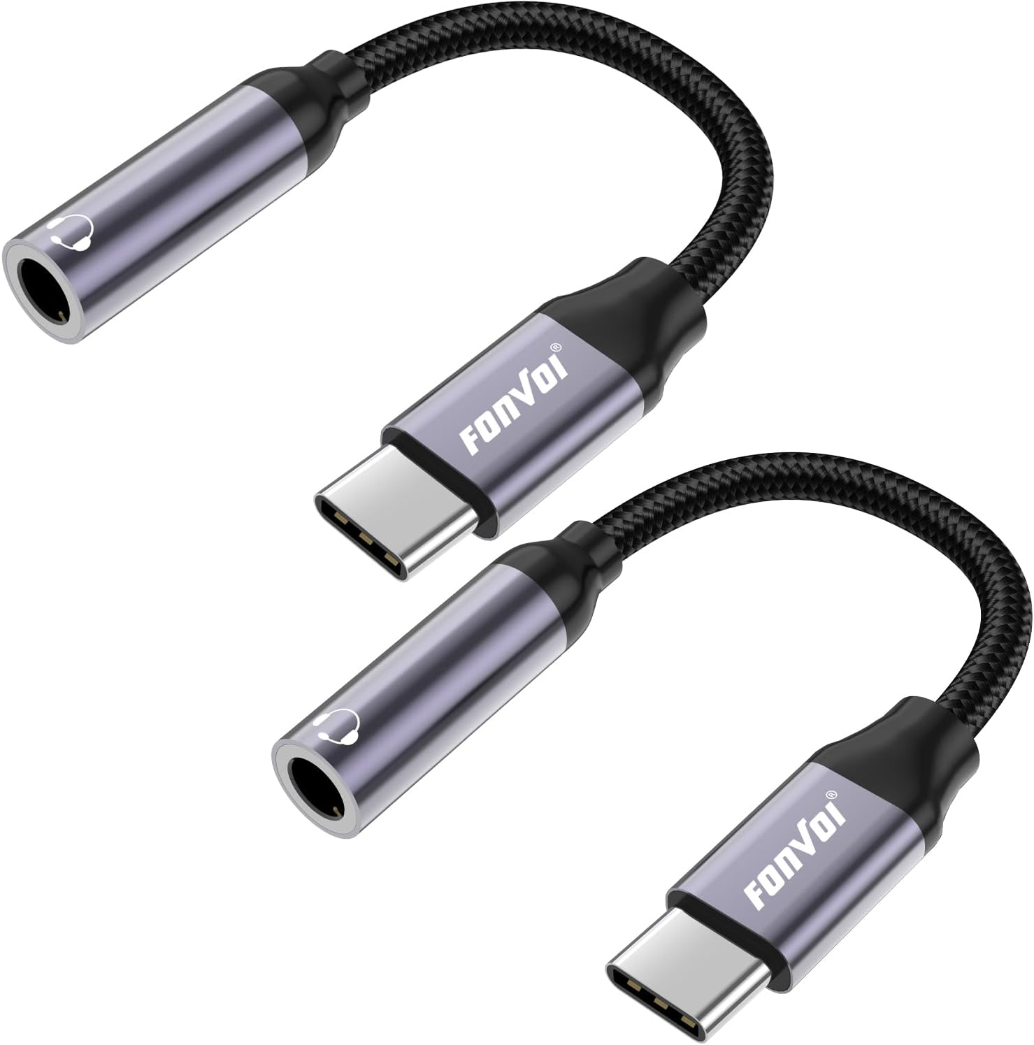 FONVOi 2 Pack USB Type C to 3.5mm Headphone Jack Adapter,USB C to Audio ...