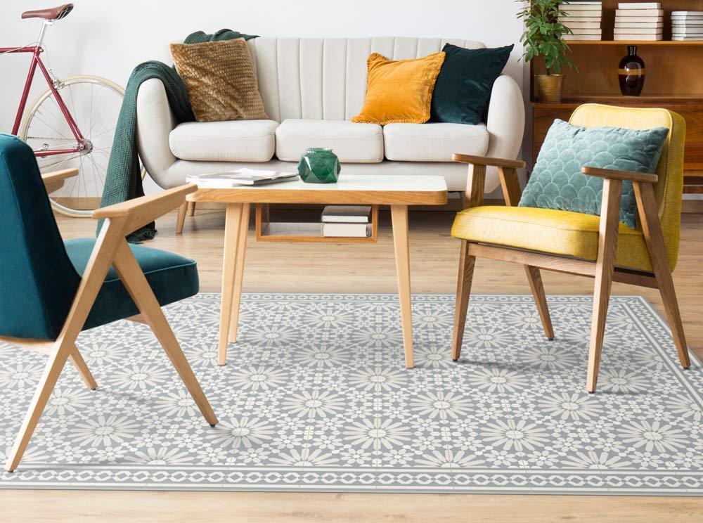 Amazon.com: Morrocan style mosaic tile mat, in Light gray and cream.