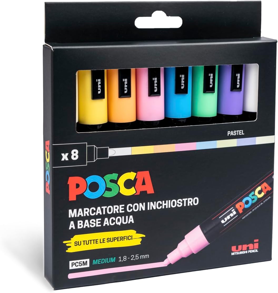 POSCA - Uniposca Set con Pennarelli Acrilici Punta Tonda 1.8 - 2.5 mm ...
