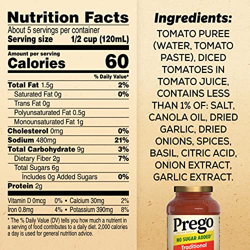 Snapklik.com : Prego Traditional No Sugar Added Pasta Sauce