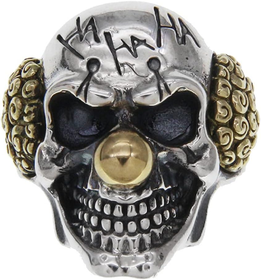 MayiaHey Joker Ring, Gothic Skull Head Ring for Men, Clown Ring Norse ...