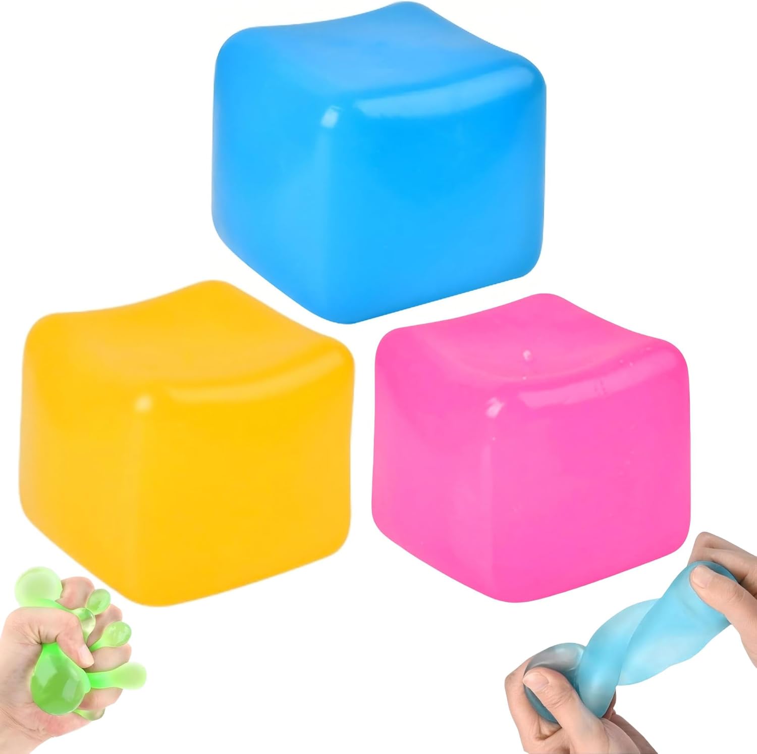 Amazon.com: 3Pcs Stress Cube Squishy Toys, Slow Rising Ice Cube Stress Balls, Sensory Fidget ...