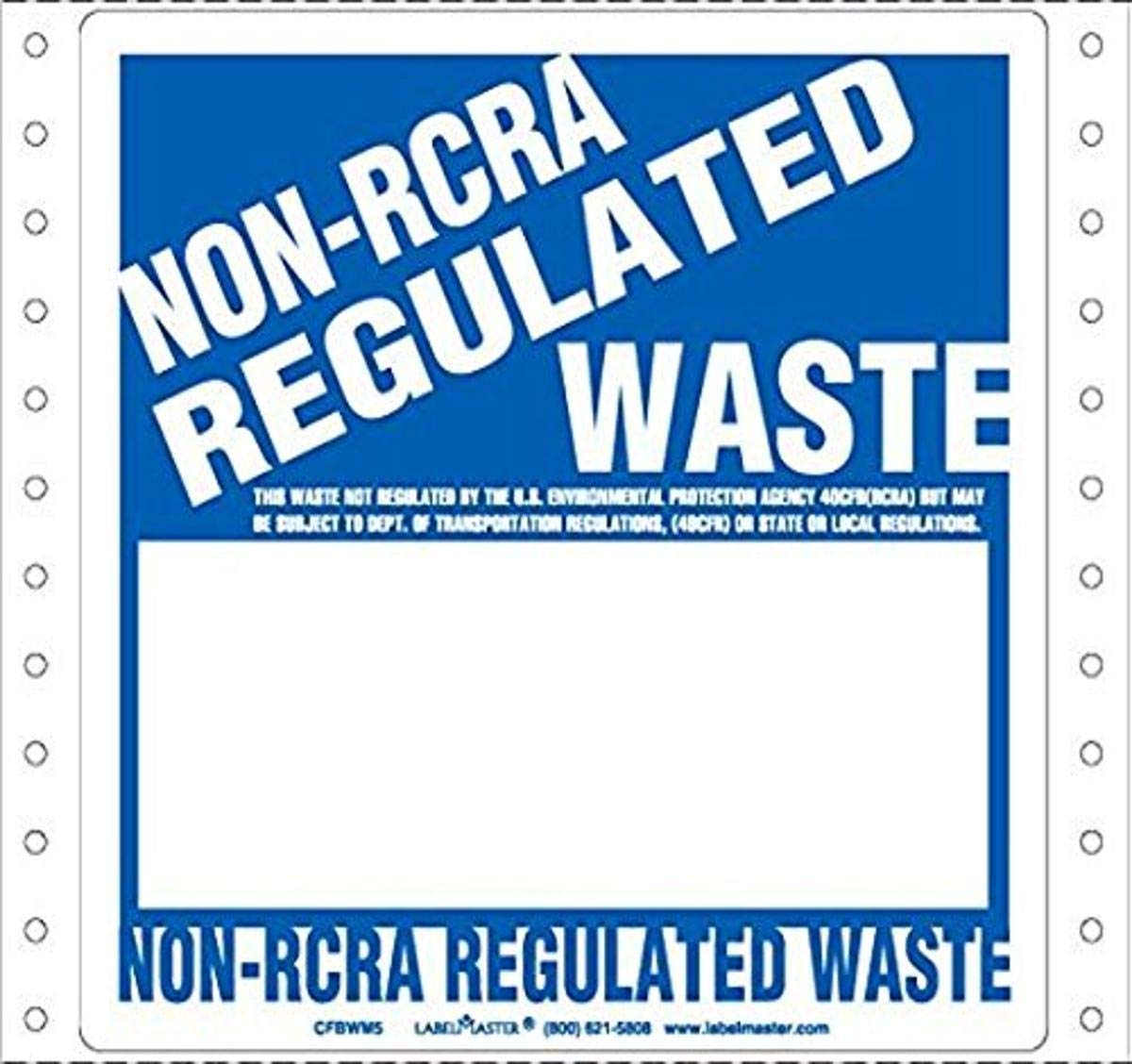 Amazon.com: Labelmaster CFBWM5 Non-RCRA Regulated Waste Label, Blank 1/ ...