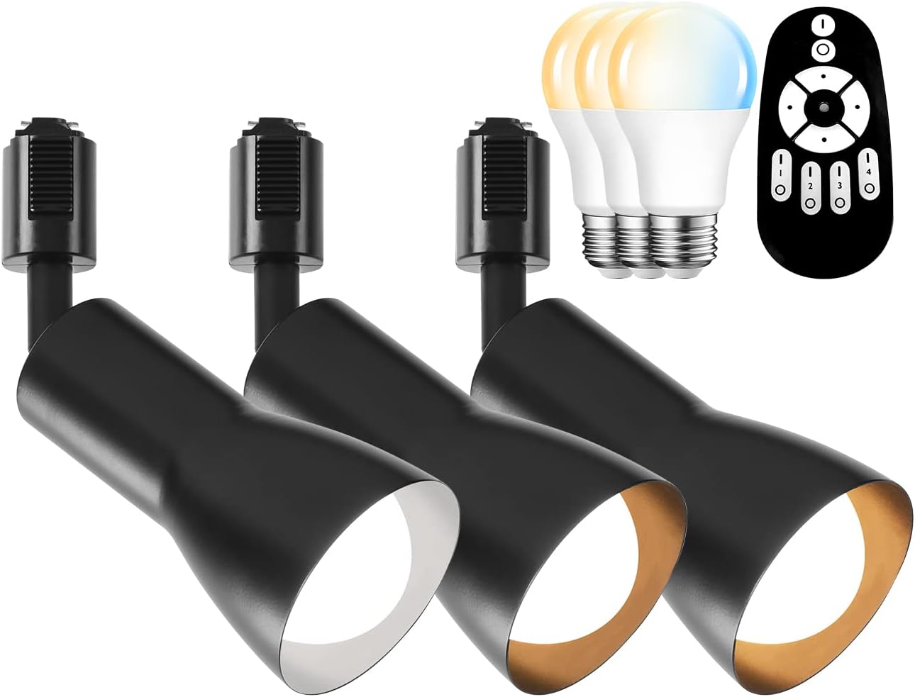 Amazon | ダクトレール用 スポットライト E26口金 3個セット LED電球60W形付き 調光調色 リモコン付き 8.3W 900LM 角度調節可能 遠隔操作 昼光色 昼白色 電球色 ...