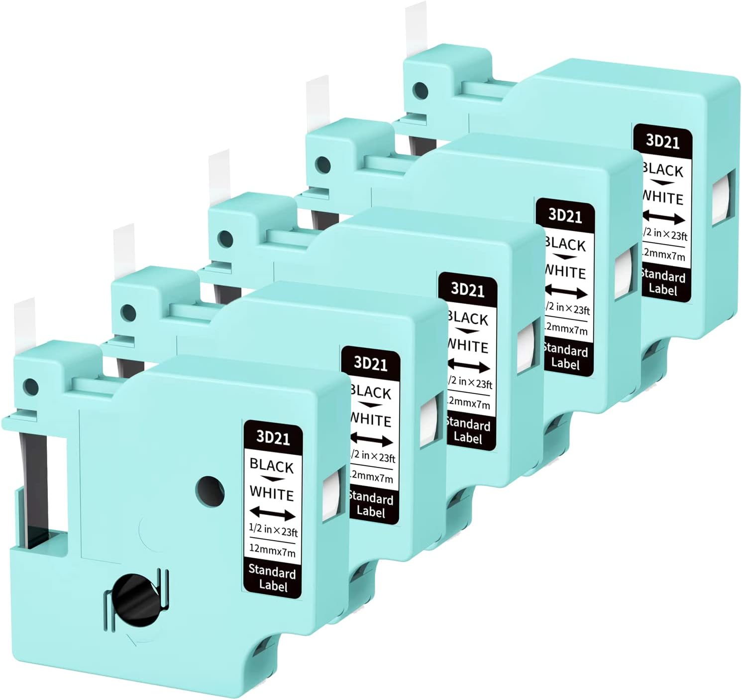 Amazon.com: Vixic 5-Pack 3D21 Label Maker Tape Compatible Label Tapes ...