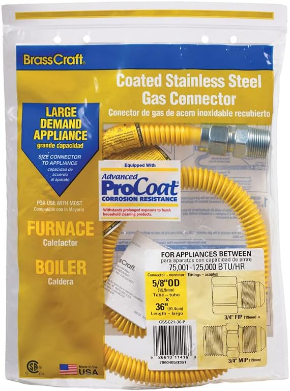 Brasscraft CSSC21-36P 36-Inch Stainless Steel Gas Range Connector ...