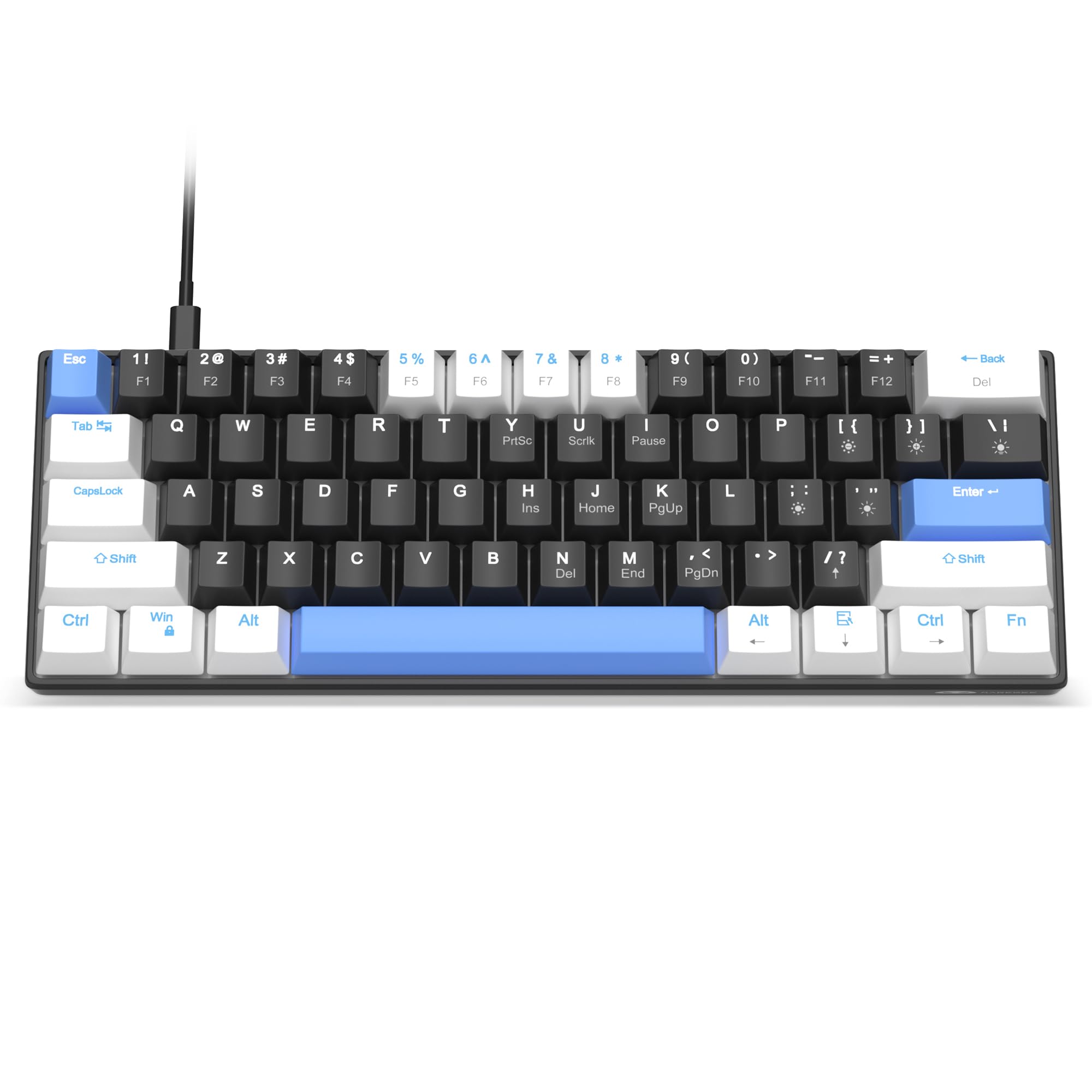 60 Percent Mechanical Gaming Keyboard,White Black Blue Mixed Color ...