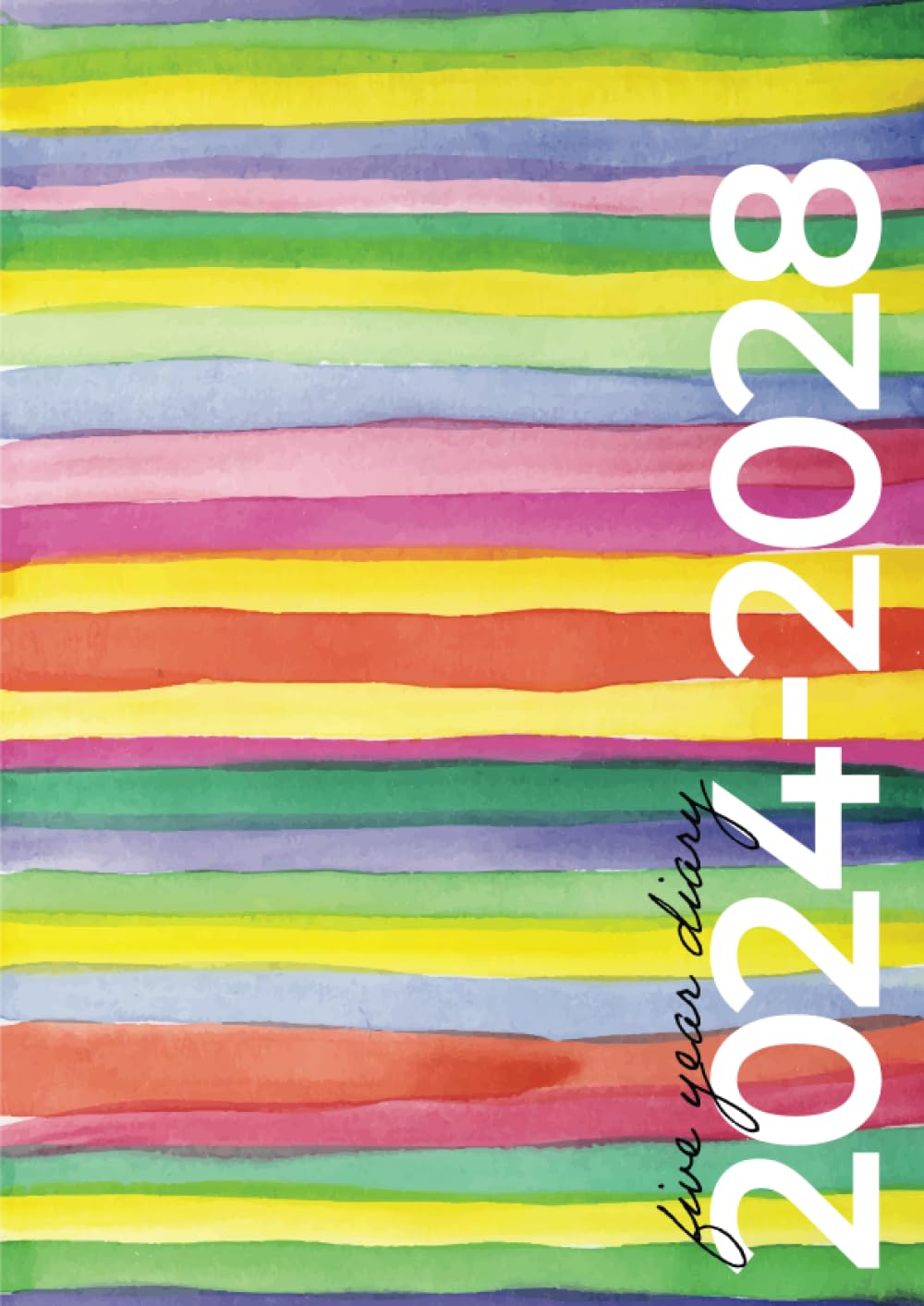 5 Year Diary 2024-2028 | A4 Modern Rainbow Watercolour: Month to View ...