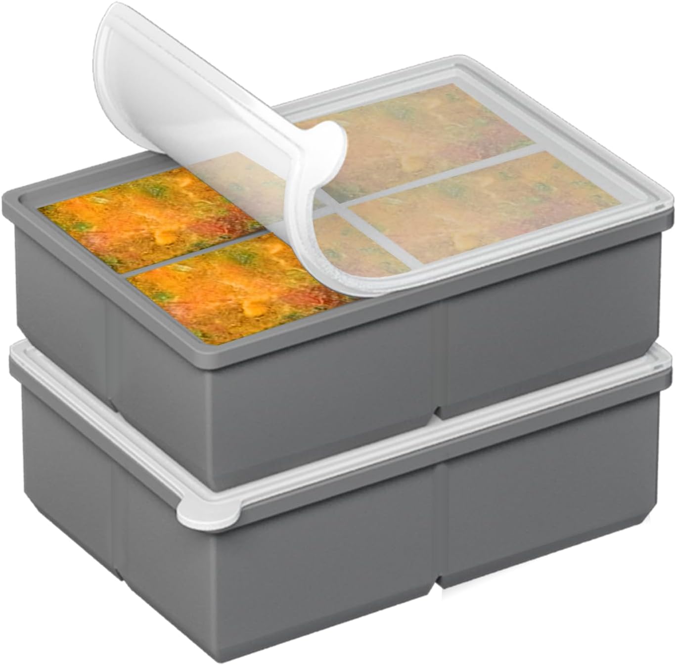 Silicone Freezer Trays with Lid 2 Pack, Easy Release Silicone ...