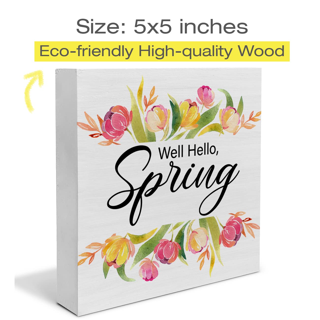 Snapklik.com : Well Hello Spring Wooden Box Sign Farmhouse Spring Wood ...