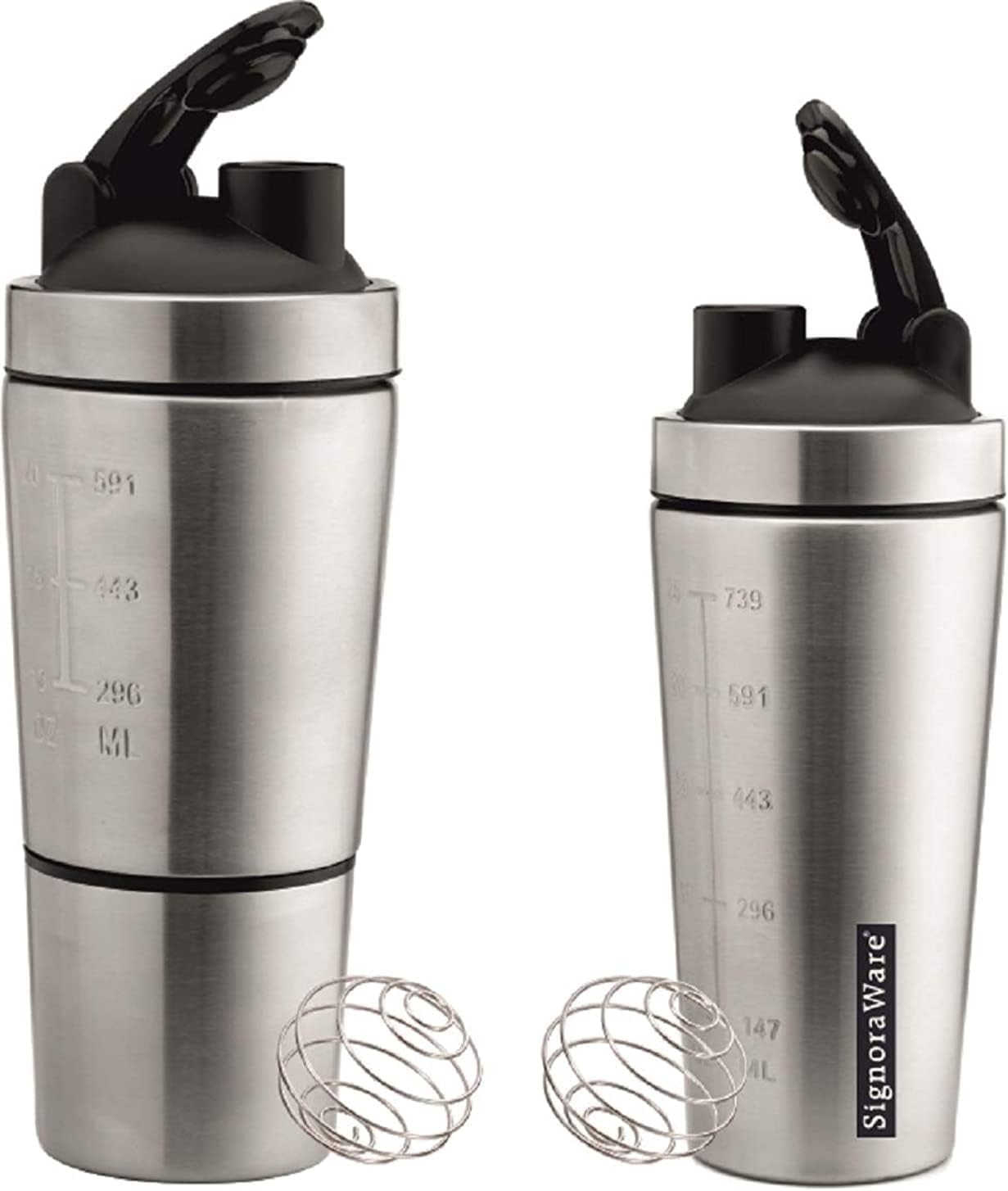 FITASTIC Stainless Steel Shaker Bottle with Extra Storage with Spring ...
