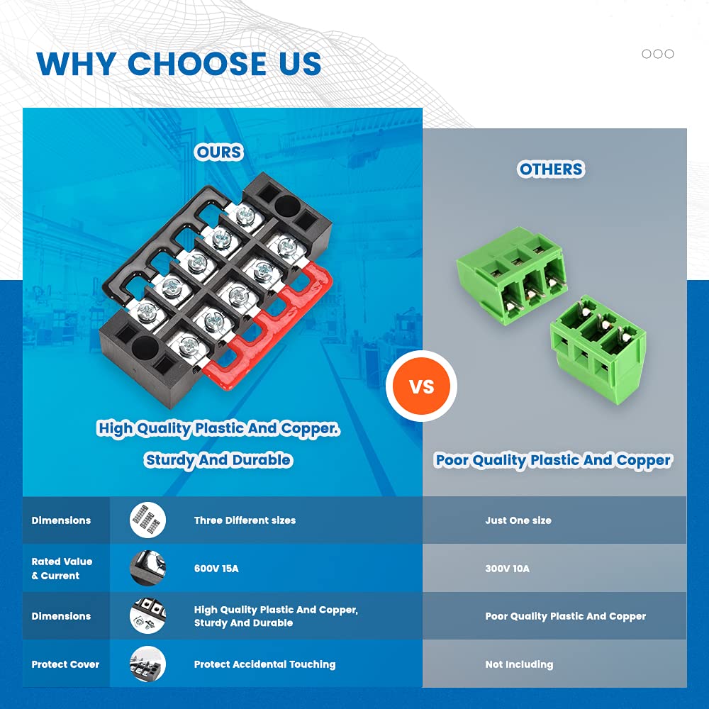 Snapklik.com : 6 Sets Terminal Blocks, 6Pcs 4/5/6 Positions 600V 25A ...