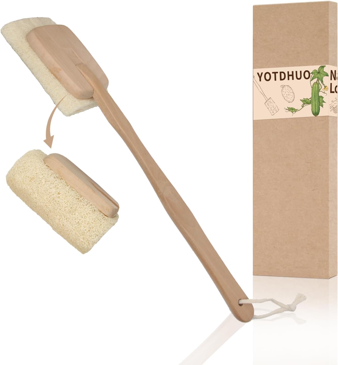 Amazon.com: Natural Loofah with Handle(1Pack),Back Scrubber for Shower ...