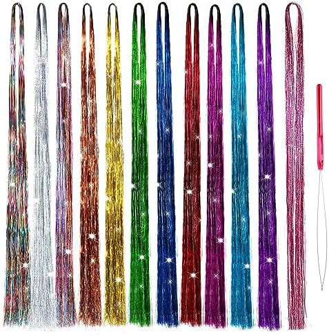 Amazon.com : Sibba Hair Tinsel Kit 12 PCS Braiding Extensions Braids ...