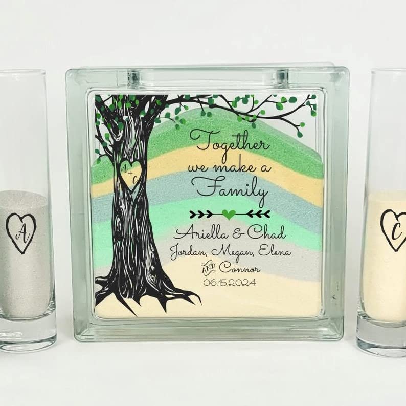 Amazon.com: GLASS Blended Family Wedding Unity Sand Ceremony w LID ...
