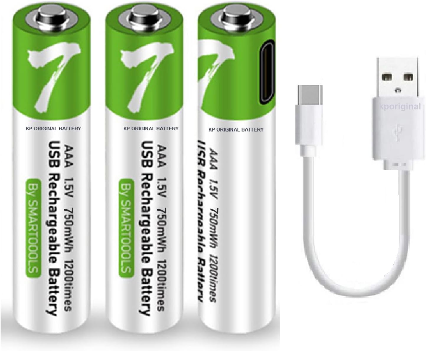 Rechargeable AA 2600mAh + AAA 750mAh Batteries 1.5V USB Lithium ion ...
