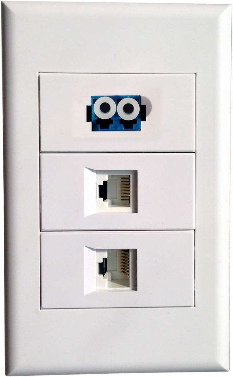 Amazon.com: Wall Plate with LC Duplex+RJ11 Phone Cord Port+RJ45 ...