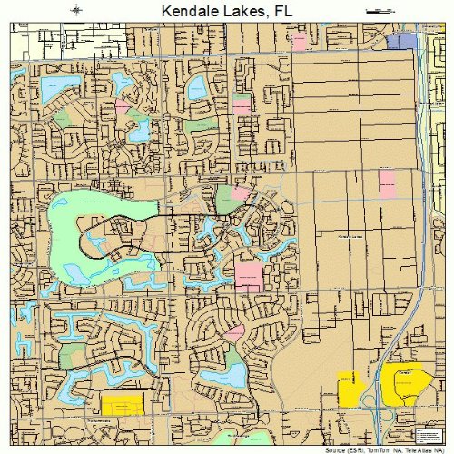 Amazon.com: Large Street & Road Map of Kendale Lakes, Florida FL ...
