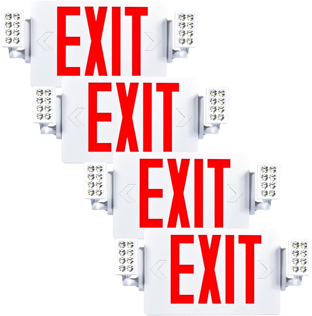 Amazon.com: Sunco Lighting 4 Pack Double Sided LED Emergency EXIT Sign ...