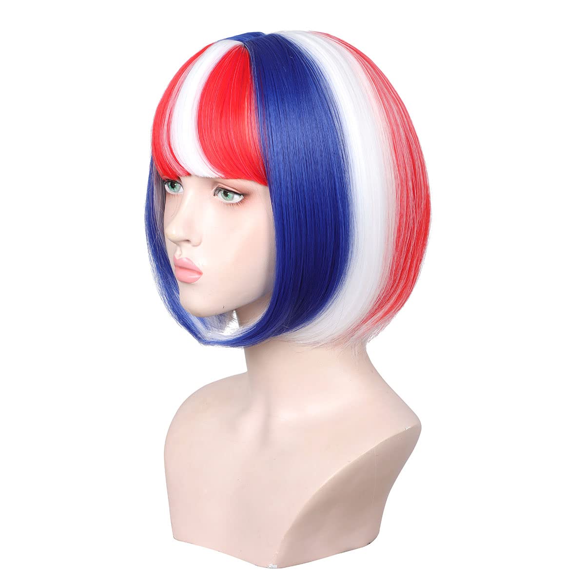 Amazon.com: FantaLook Short Red White and Blue Bobo Cosplay Wig for 4th ...