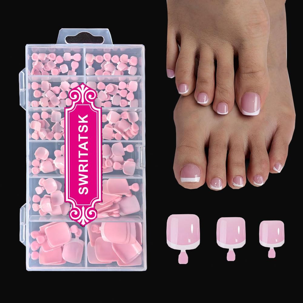 Amazon.com: Toe Nail Tips - Short French Toe Tips Square Wearable ...