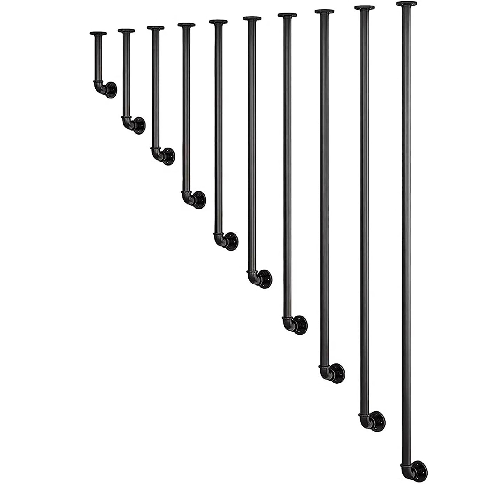 LQSYBHD L-Shaped Round Staircase Hand Rails,Wall Mount Mattle Black ...