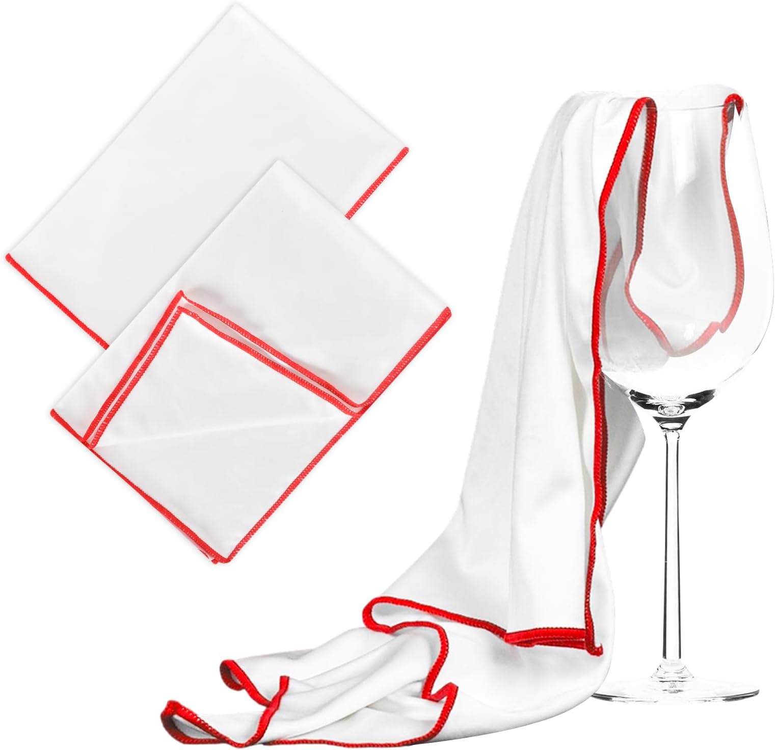 Set of 2pcs Wine Glass Cloths, Large Microfiber Polishing Cloths-Soft ...