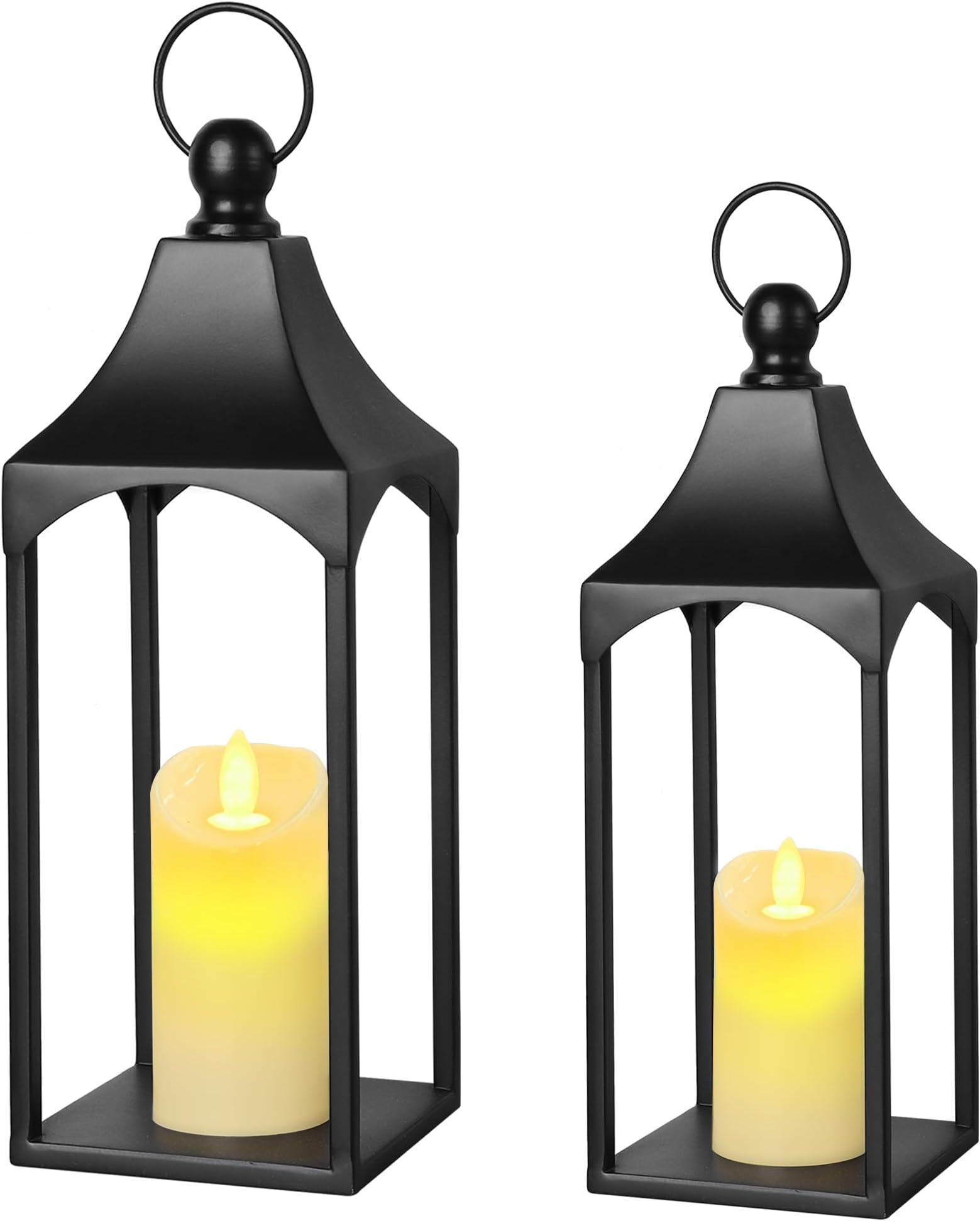 Amazon.com: Black Metal Candle Lanterns, 2Pcs Lanterns Decorative ...