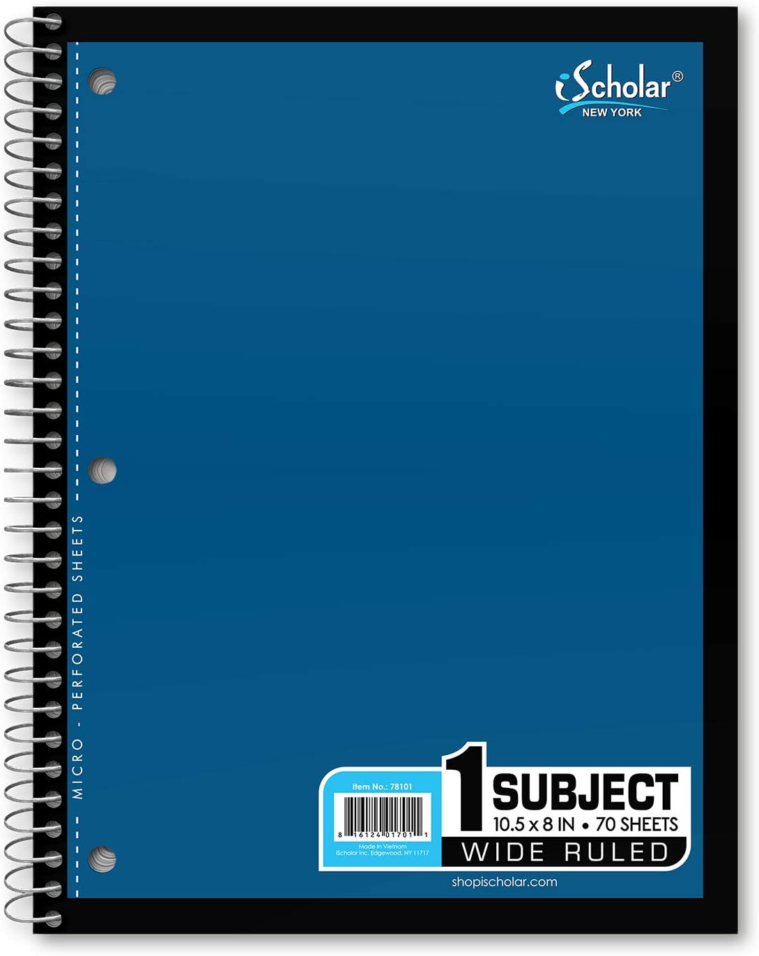 Amazon.com : iScholar 1-Subject Wirebound Notebook, 70 Sheets, Wide ...