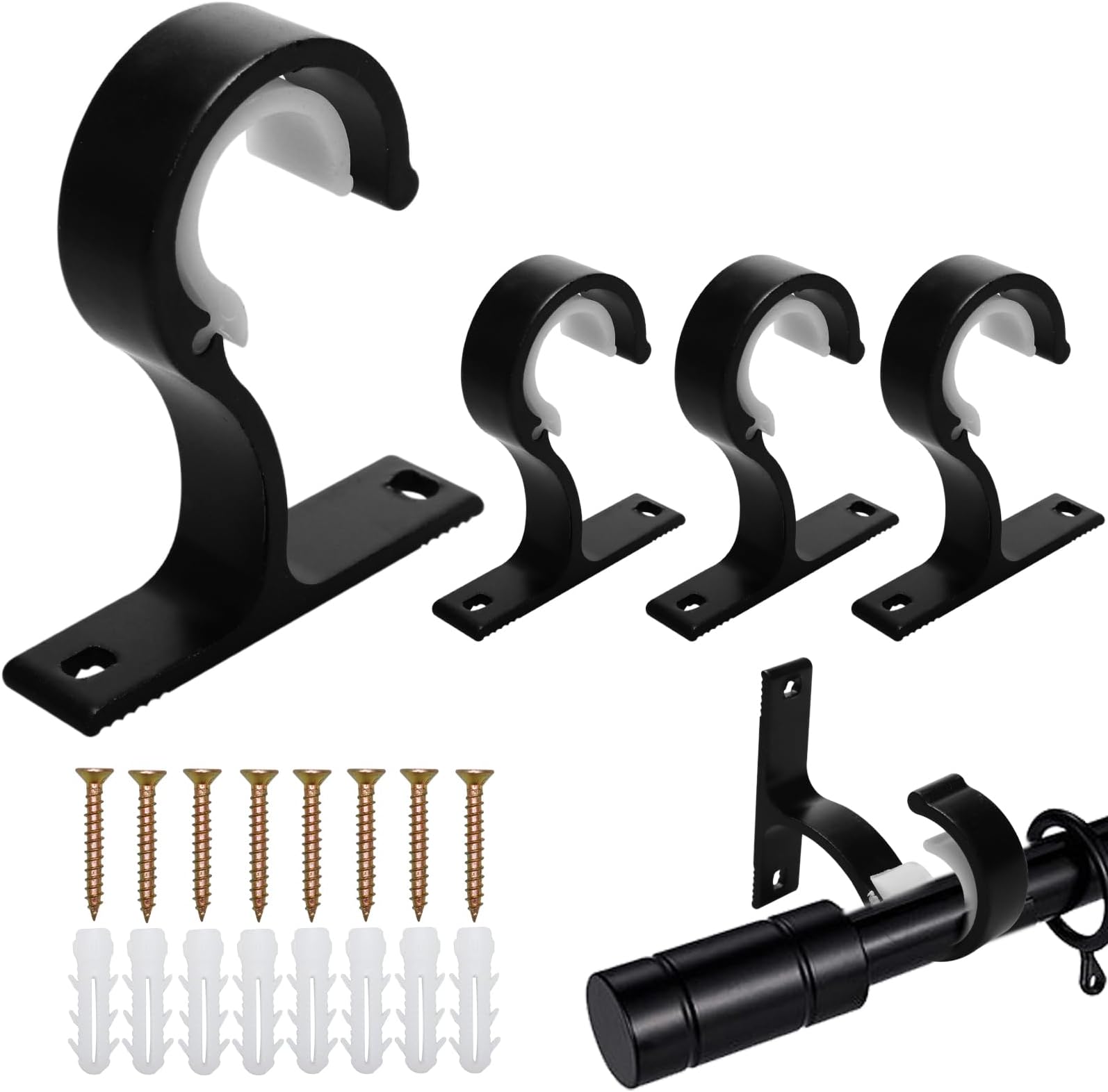 Hcunbsu 4 Pièces Supports de Tringle à Rideaux, ø25-28mm Support ...