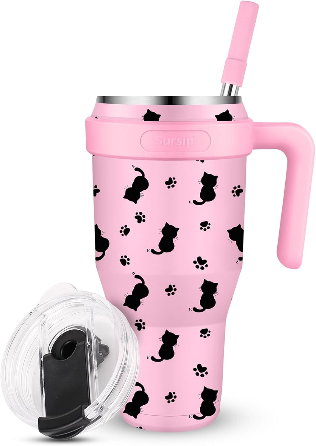 Amazon.com | Sursip 40 oz Insulated Tumbler with Screw Lid - Stainless ...