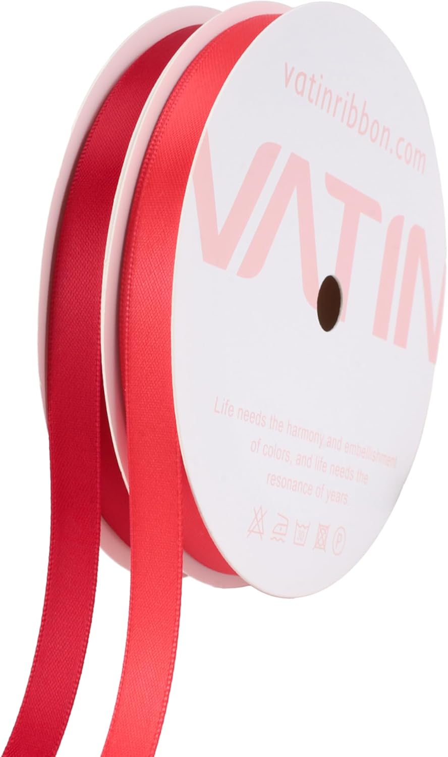 Amazon.com: VATIN Hot Red & Scarlet 2 Rolls Double Faced Satin Ribbon 3 ...