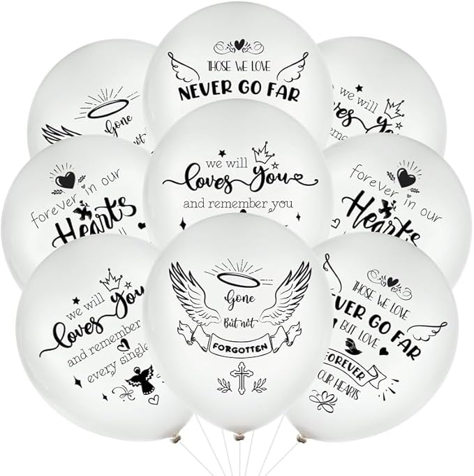 Amazon.com: XLSXEXCL 60 Pcs Memorial Balloons White Funeral Balloons ...