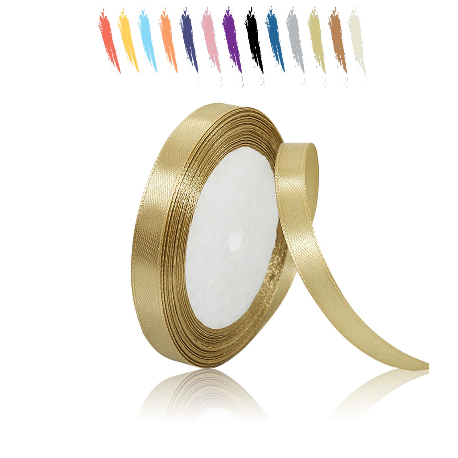 10mm Ribbon,23M Champagne Gold Satin Ribbon for Gift Wrapping,Wedding ...