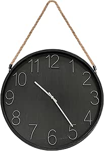 LEDSone Rope Hanging Wall Clock, Vintage Ticking Battery Round Clock ...