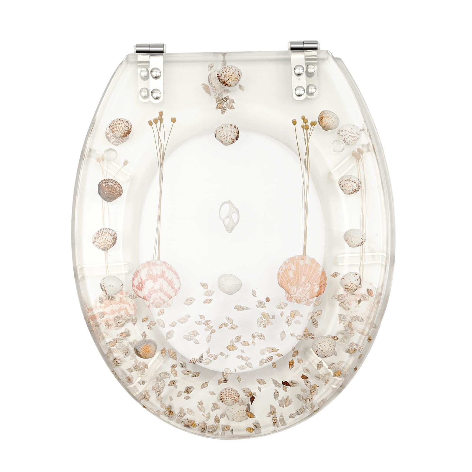 TFCFL Transparent Resin Toilet Seat 14.17" x 16.53" Heavy Duty Toilet ...
