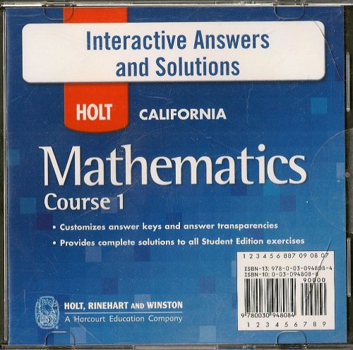 Holt California Mathematics Course 1 Interactive Answers and Solutions ...