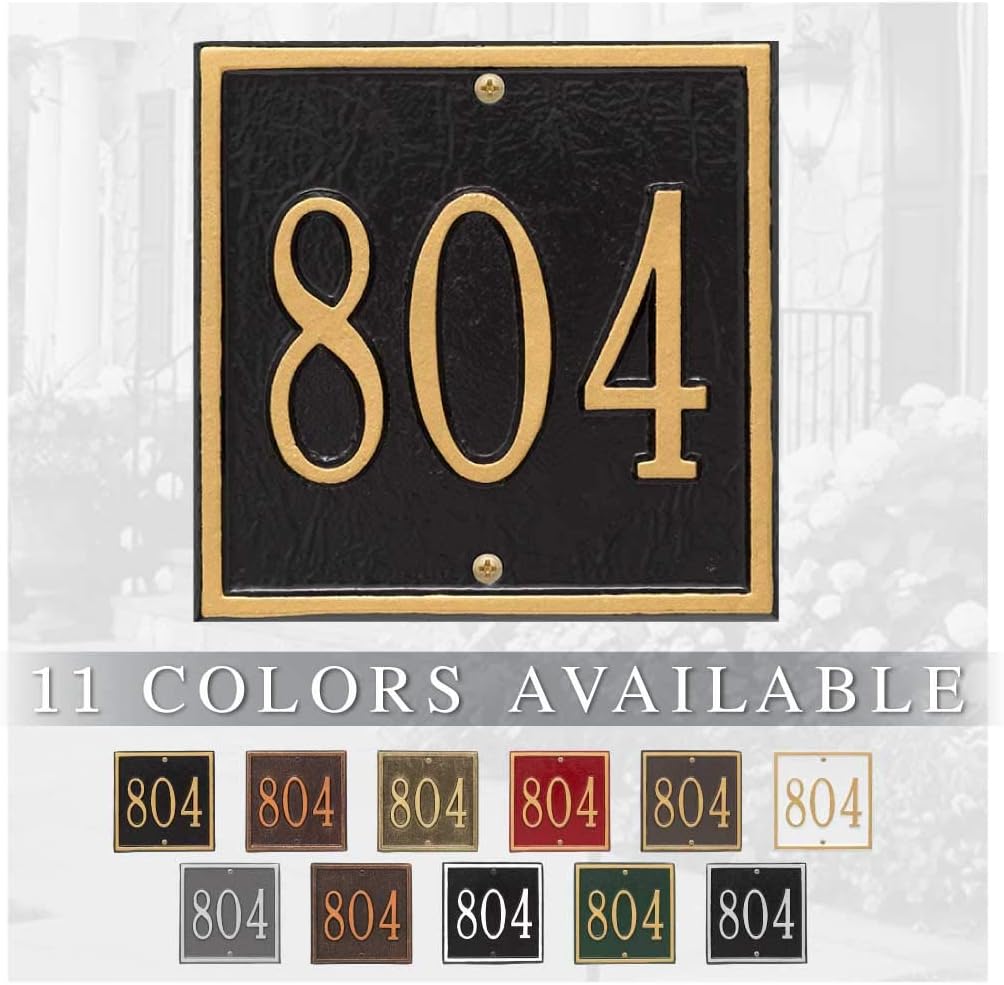 Amazon.com: Metal Address Plaque Personalized Cast -The Square Petite ...