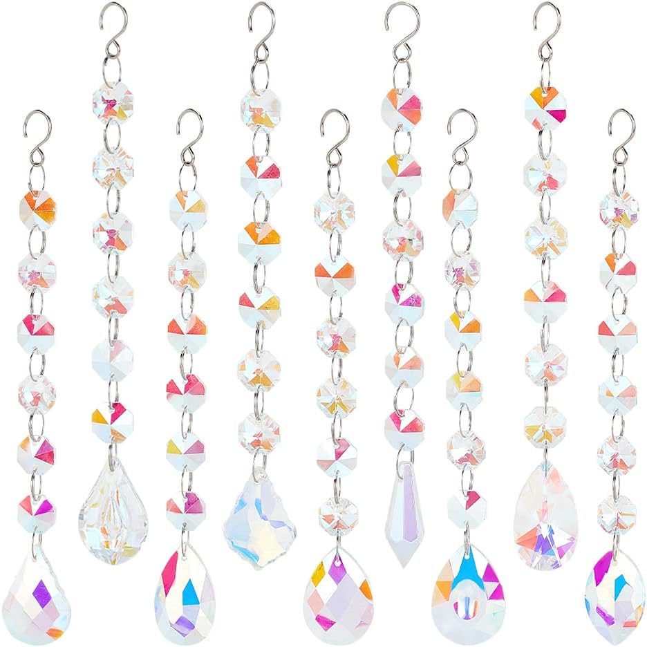 Amazon.com: GLOBLELAND 9Pcs AB Color Faceted Glass Suncatchers Multiple ...