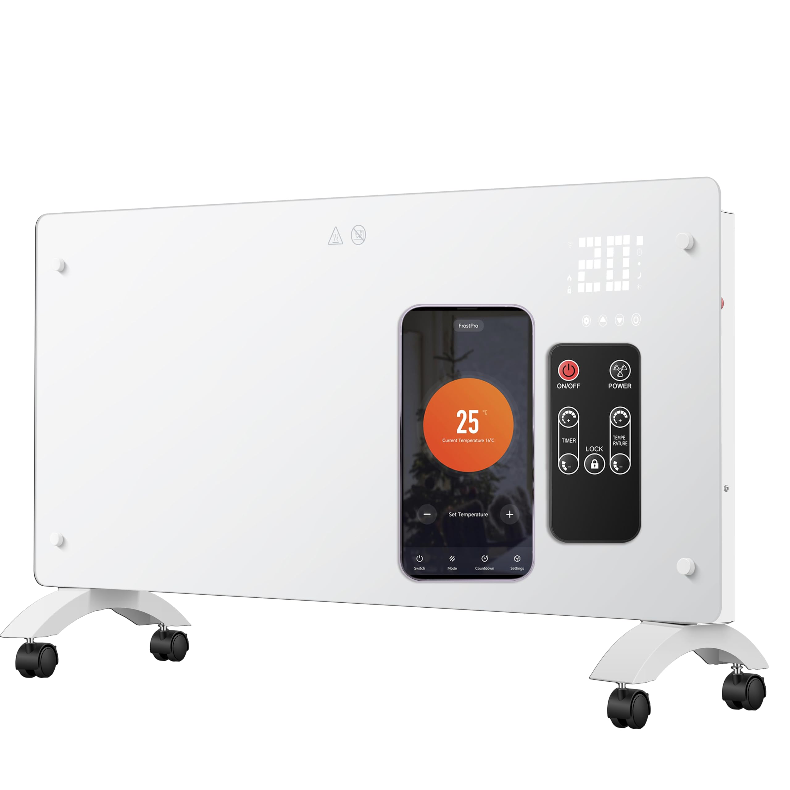 2500W Convector Heater, Ultra-thin Wall-mounted or Freestanding, 24H ...