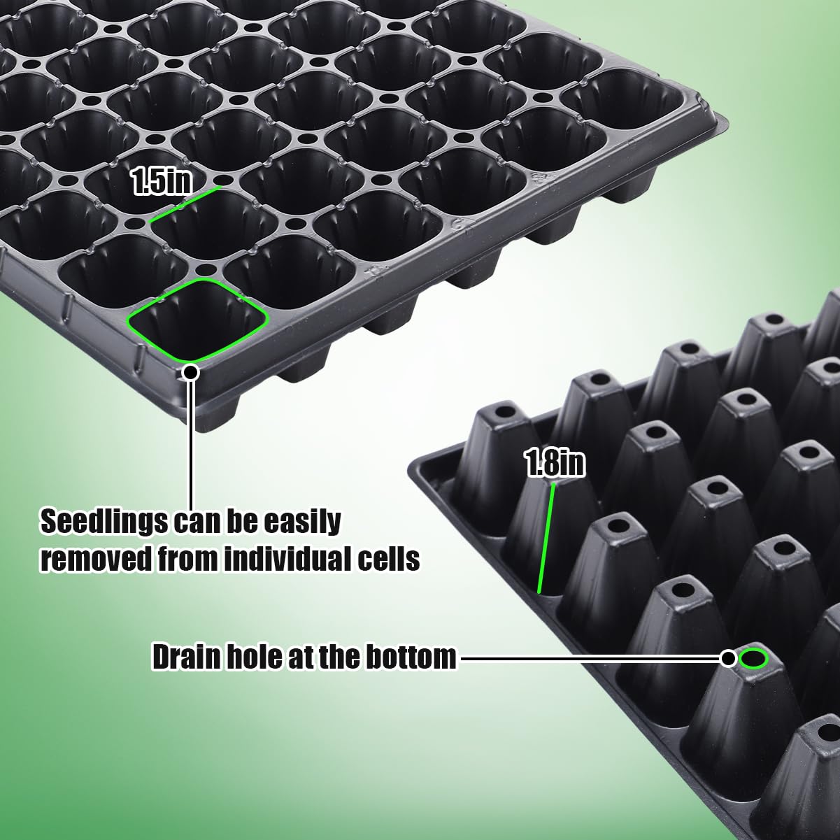 Apipi 15 Pcs 72 Cell Seed Starter Tray - Reusable Seed Growing Starting ...