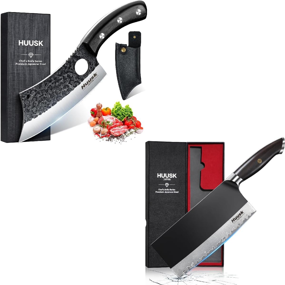 Amazon.com: Huusk Hand Forged Meat Cleaver with Sheath, 7.5 inch High ...