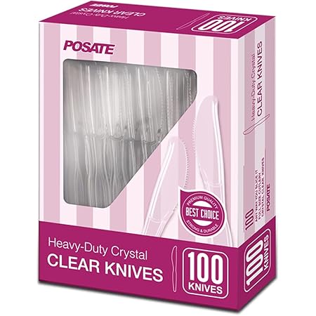 Amazon.com: Plasticpro Clear Plastic Knives Disposable Cutlery Medium ...