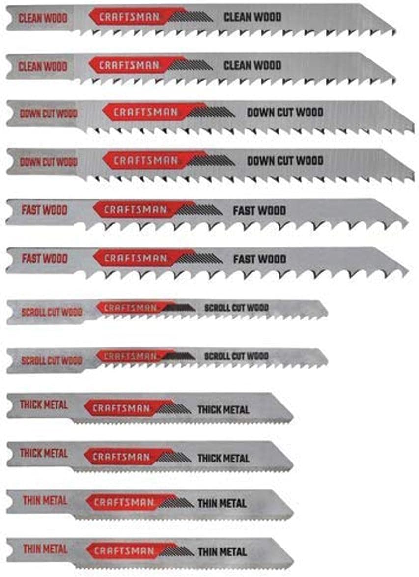CRAFTSMAN Jigsaw Blades, U-Shank Set, 12-Piece (CMAJ2SET12), Jig Saw ...