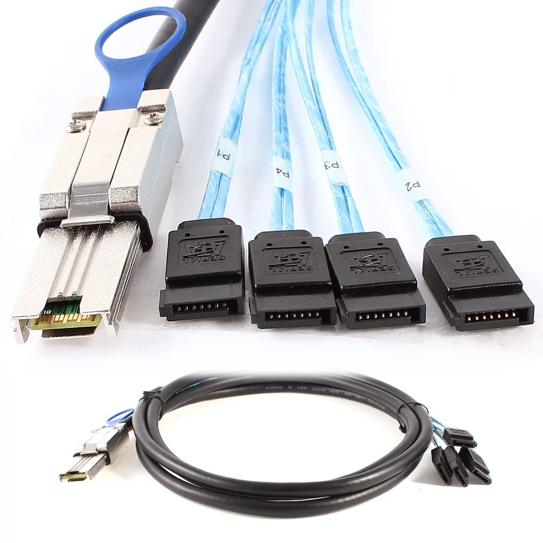 ZHuidjo 2M Mini SAS 26P SFF-8088 Controller to 4 x 7P SATA SCSI Adapter ...