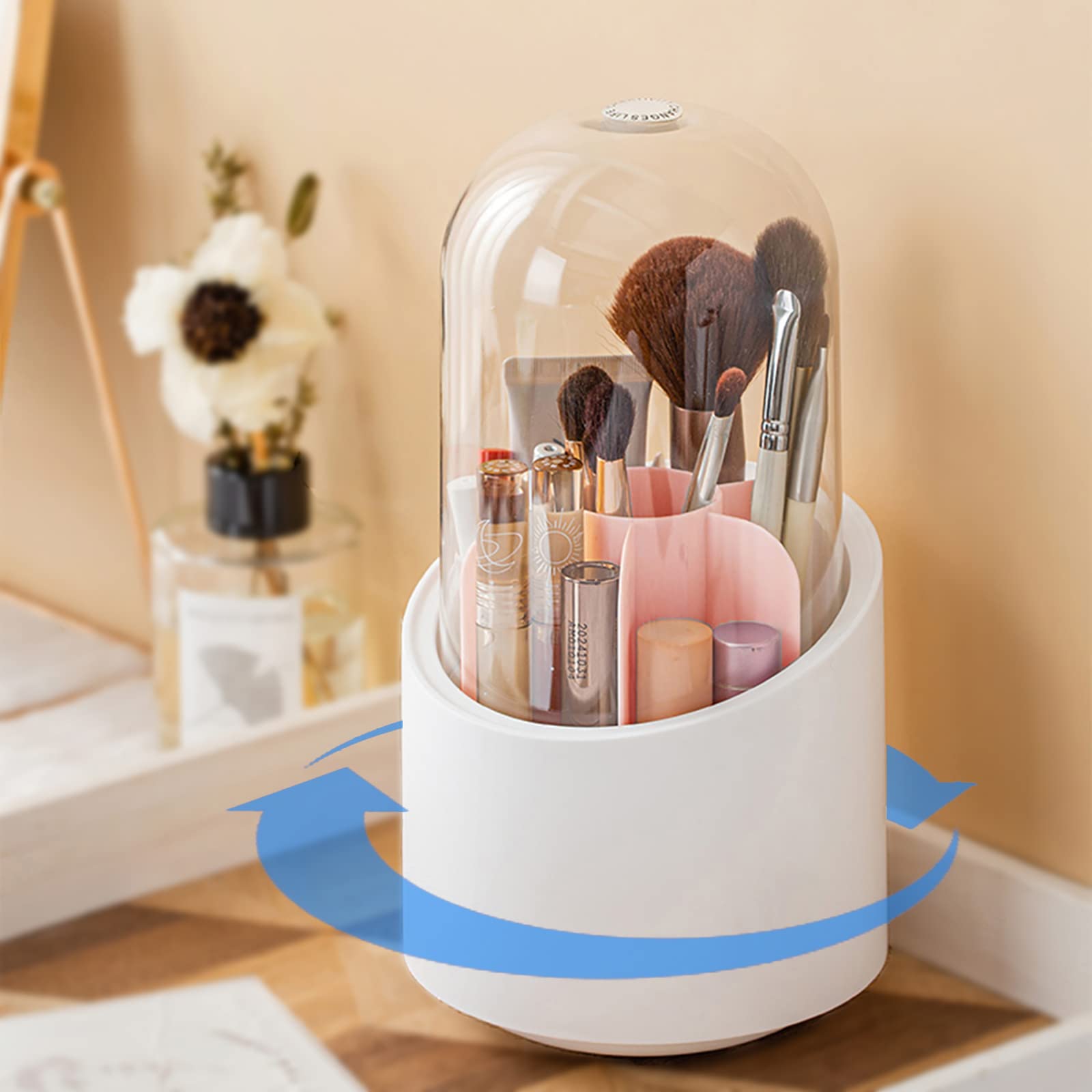 JMbeauuuty 360 Rotary Table Makeup Brush Holder Eyebrow Pencil Lipstick ...